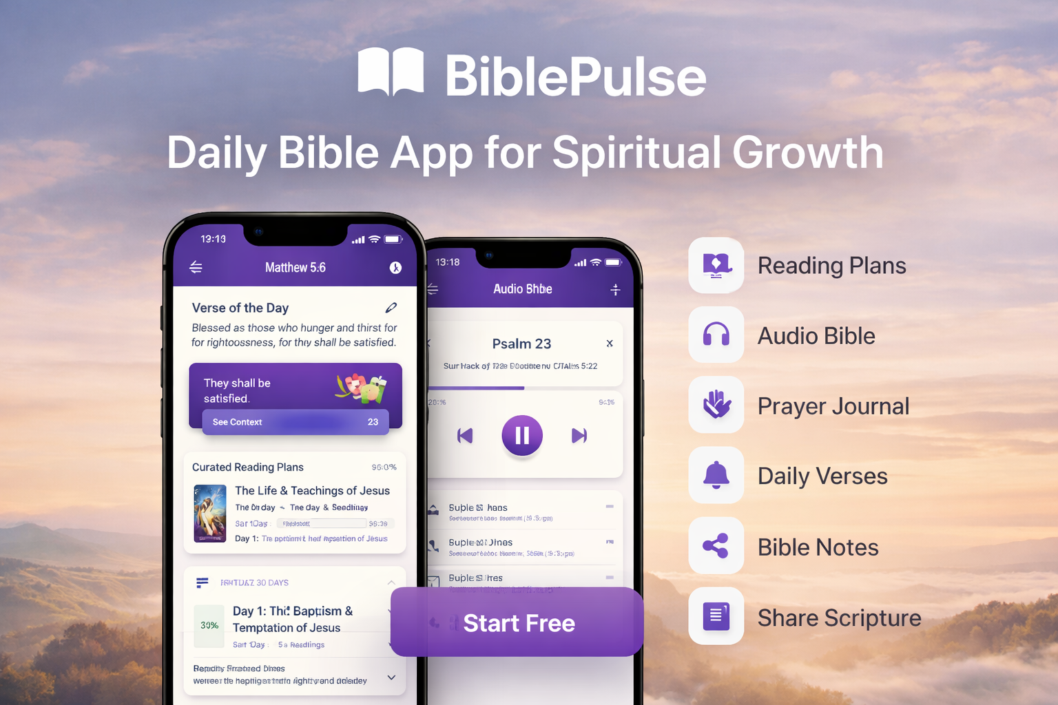 BiblePulse - Daily Bible App with Audio, Devotionals & Reading Plans